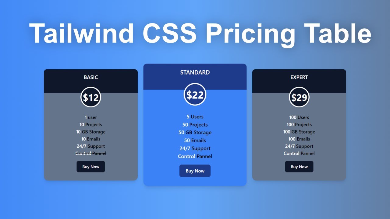 How to Create Pricing Table with Tailwind CSS for Beginners | Tailwind Tutorial Make Price Plan Page