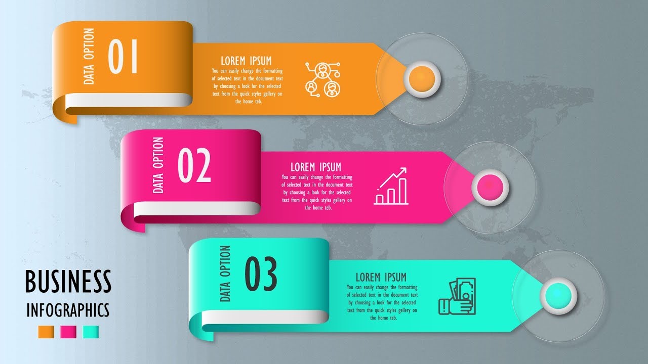 Business Infographic Template Curved Paper Banners and Infographic Elements Illustrator Tutorial