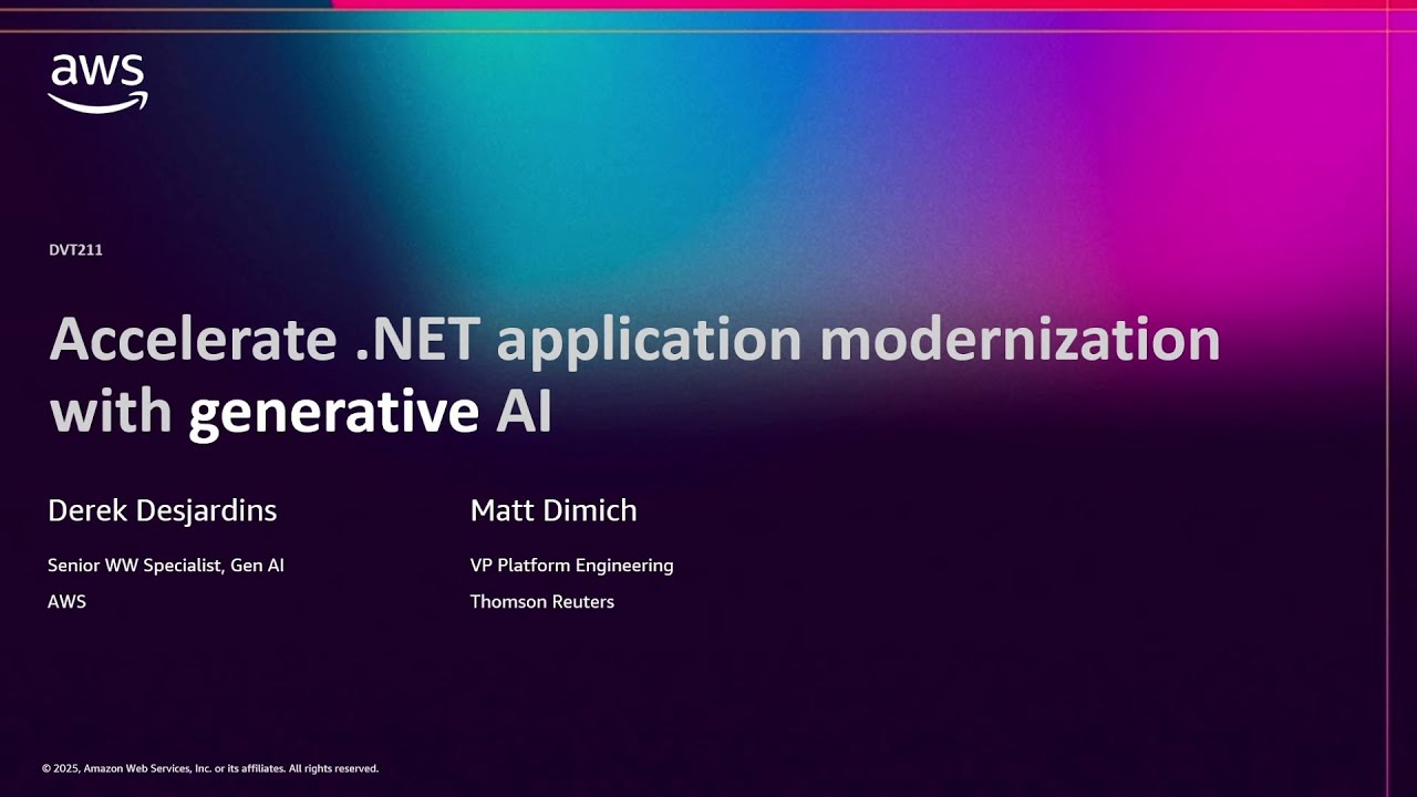 AWS re:Invent 2025 - Accelerate .NET application modernization with generative AI (DVT211)