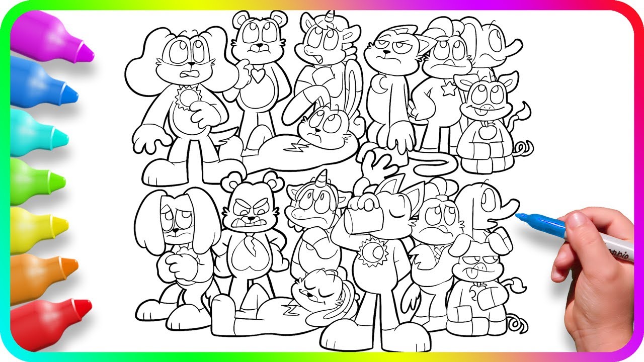 SMILING CRITTERS vs FROWNING CRITTERS Coloring Pages / Satisfying Coloring Poppy Playtime characters