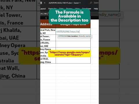 How to Create Google Maps Links in Excel | Open Locations with One Click!#excelhacks#excel#exceltips
