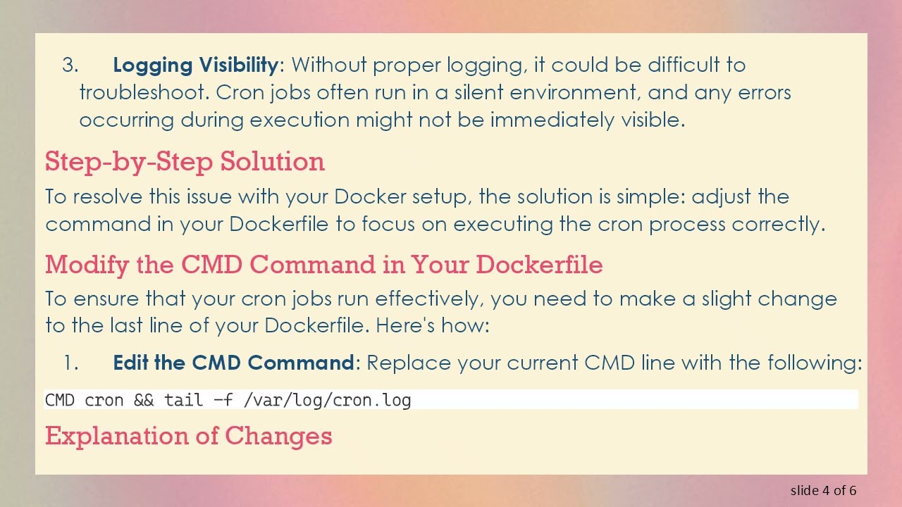 How to Fix Crontab Not Running a Python Script Inside Docker
