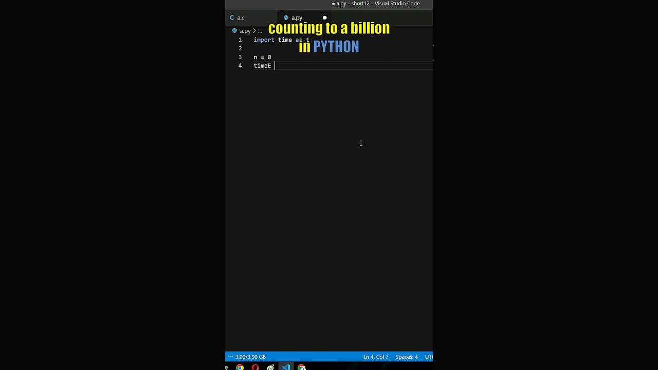 Python vs C/C++ speed test | Counting to 1 billion | #shorts #python #cpp