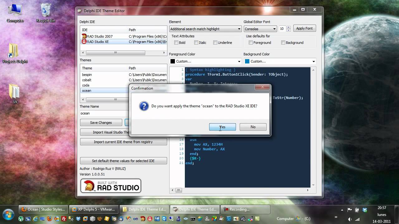 Delphi IDE Theme Editor importing Visual Studio Theme