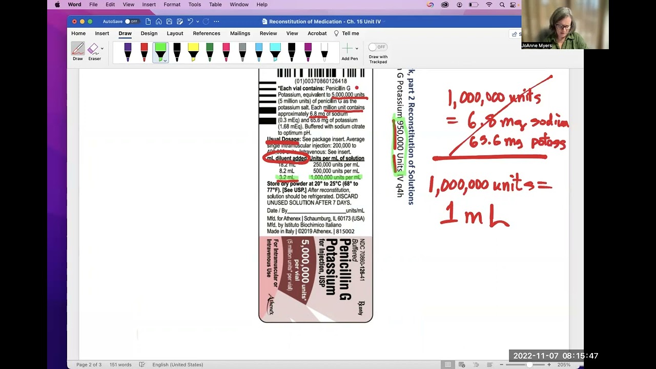 MATH 1120 Unit IV Ch 15 Reconstitution Example