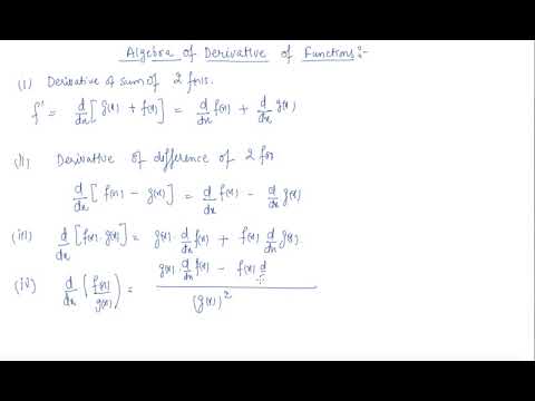Algebra of Derivative of Functions Video Lecture - Crash Course for MAT
