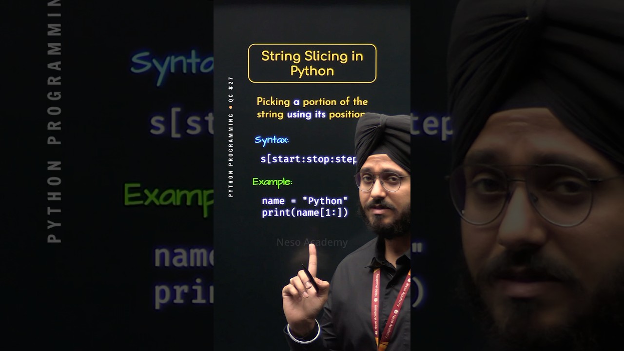 String Slicing in Python #Python #NesoAcademy #QuickConcepts