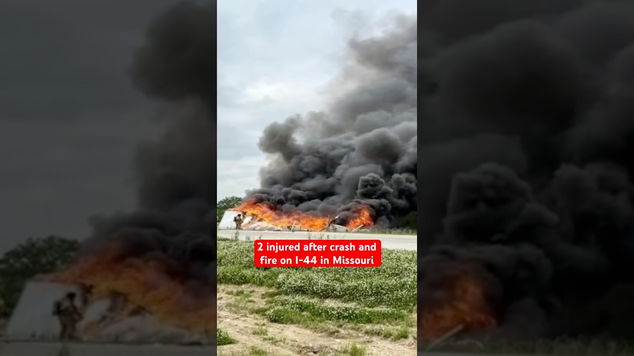2 injured after crash and fire on I-44 in Missouri #crash