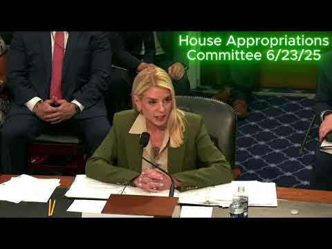 Pam Bondi Argues ATF & DEA Merger With Blue-haired Democrat June 23, 2025 House Budget Hearing