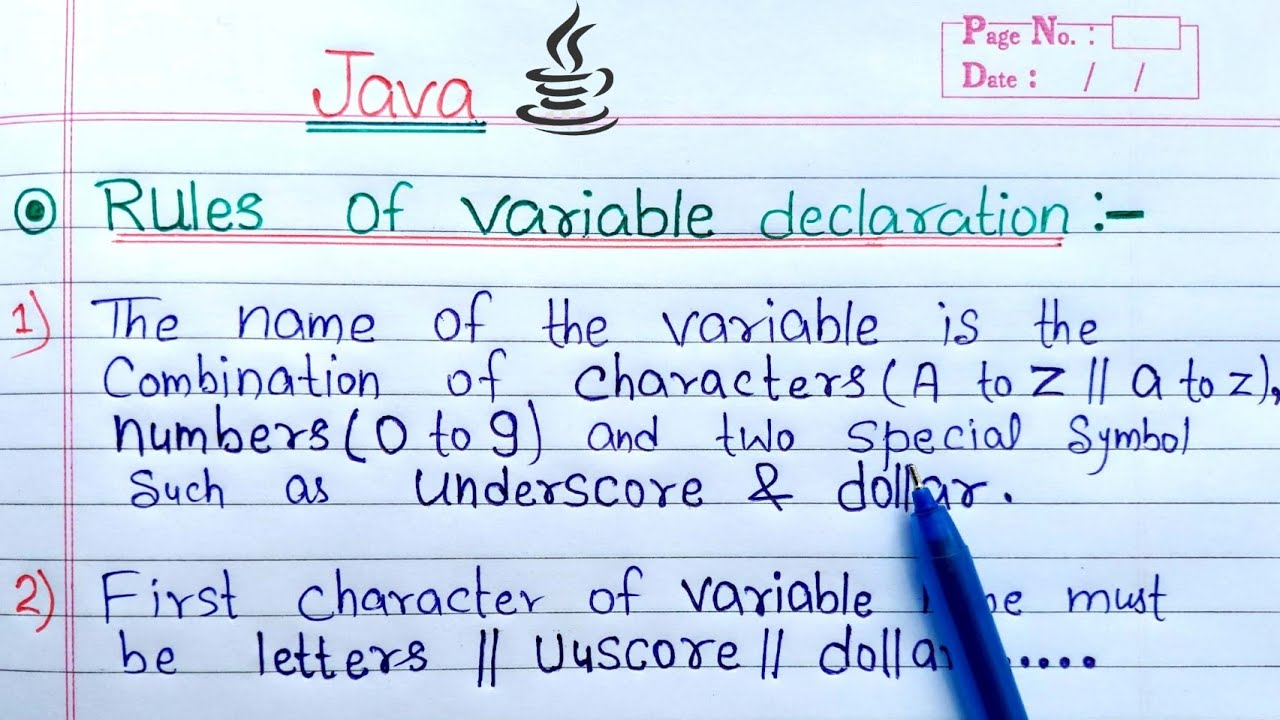 Rules of Variable declaration in Java | Learn Coding