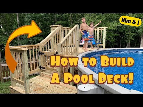 How to build a multi level above ground pool deck with storage and lockable gate.