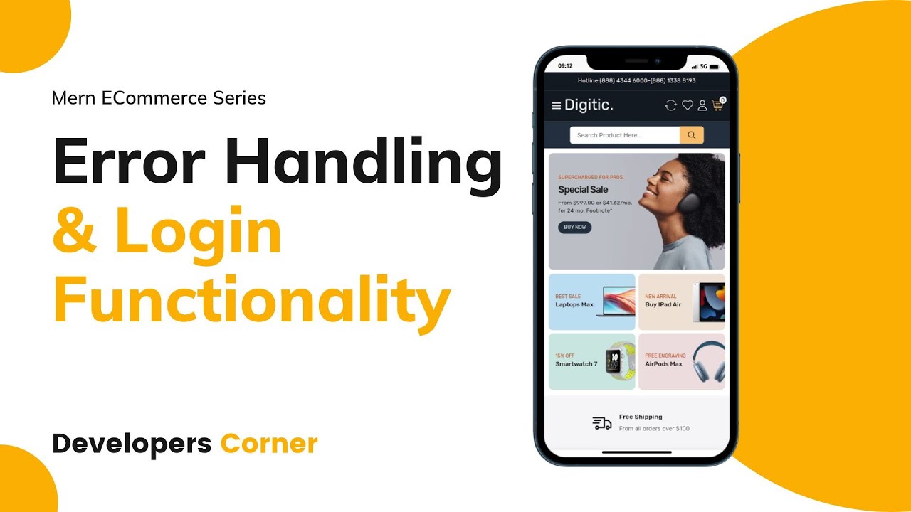 Mern ECommerce - Error Handling & Login Functionality | Mern Stack | Node Js | Express js | MongoDB
