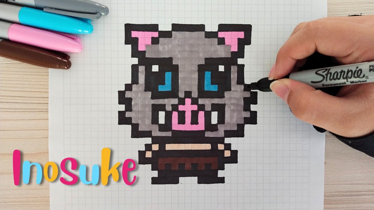 Cómo dibujar a Inosuke de Demon Slayer en pixel art: tutorial paso a paso