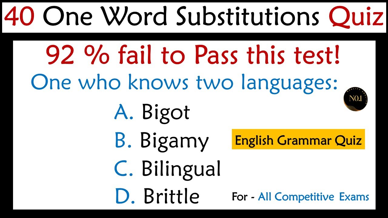 40 One Word Substitution Quiz 📚 | Improve Your English Vocabulary 📝| English Grammar | No.1 Quality