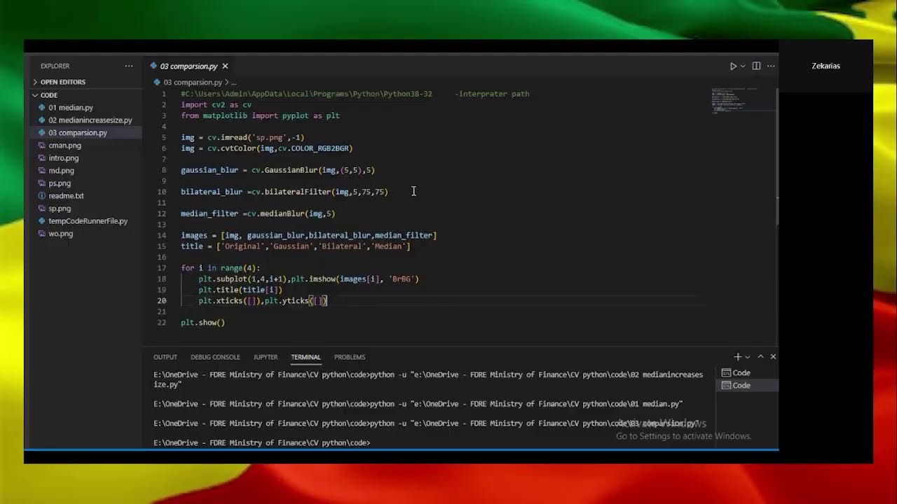 Median Filter using python OpenCV