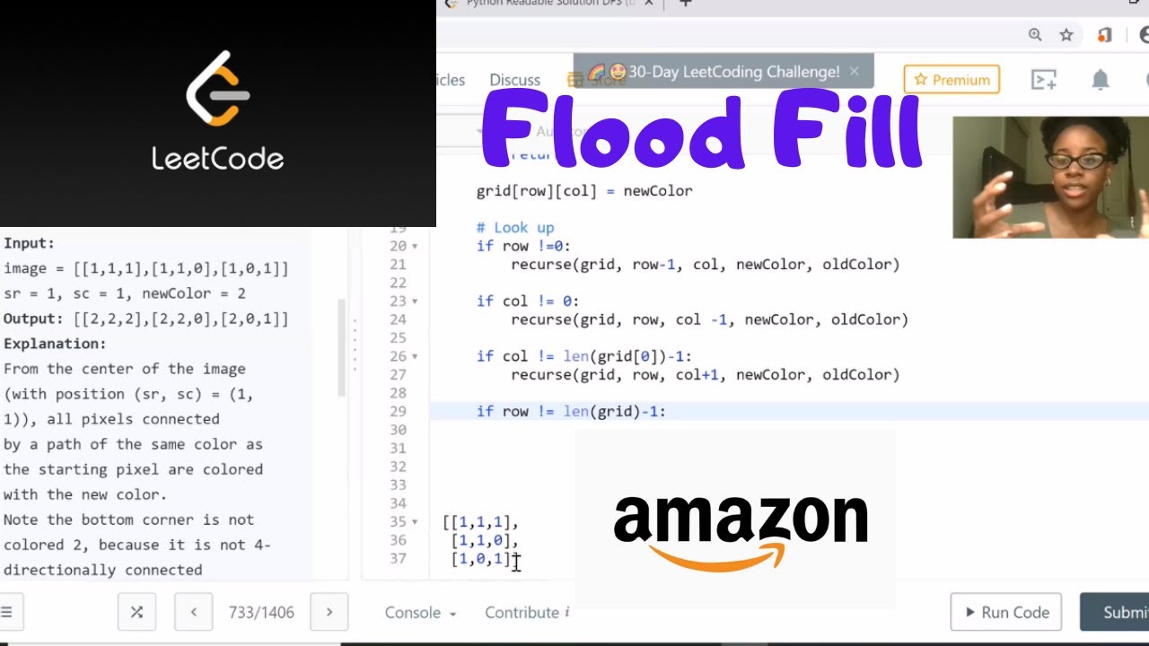 Flood Fill Tutorial | Leetcode | Python | Depth First Search | Python Tutor