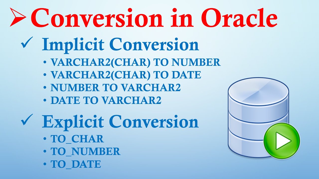 20 Conversion in Oracle | Implicit Conversion | Explicit Conversion || CodeCelebration