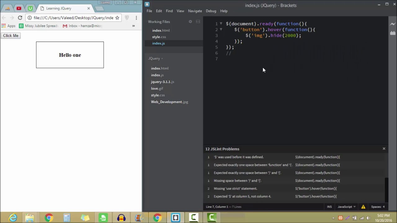 11  JQuery Mouseover and Hover event (Complete JQuery And JQuery UI Course For Beginner)