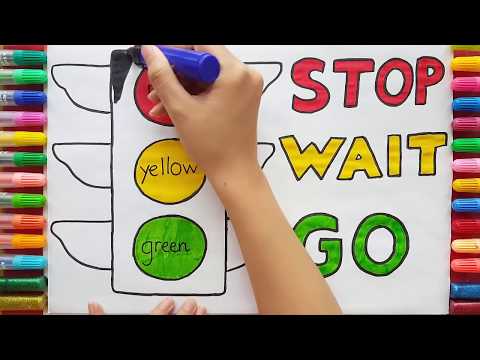 Traffic Light Drawing for kids| Coloring Pages Red Yellow Green