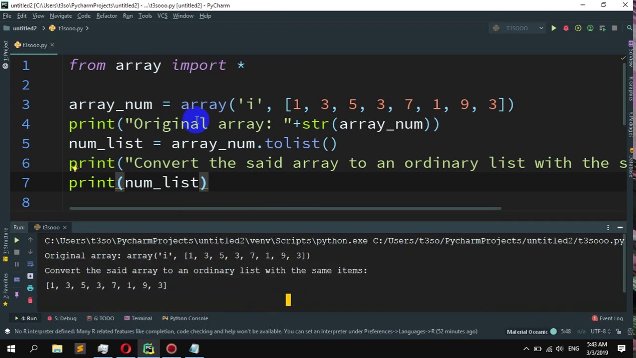 How to Convert an array to an ordinary list with the same items in Python