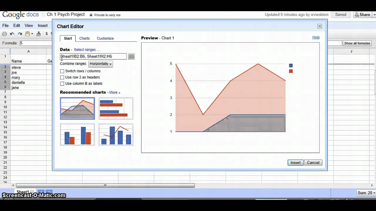 Scatterplot Using Google Docs