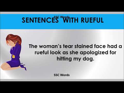 Rueful # Improve English # Meaning and 5 sentences # GRE CAT GMAT word # SSC Words