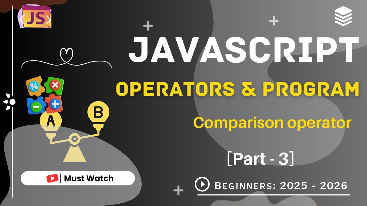 Operators in JavaScript Explained | Arithmetic, Logical, Comparison, Assignment | Practical Coding 4