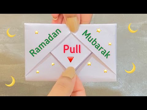White paper Ramadan Mubarak Card🌙 | No glue ,No scissors and No tape envelope card for Ramadan😍