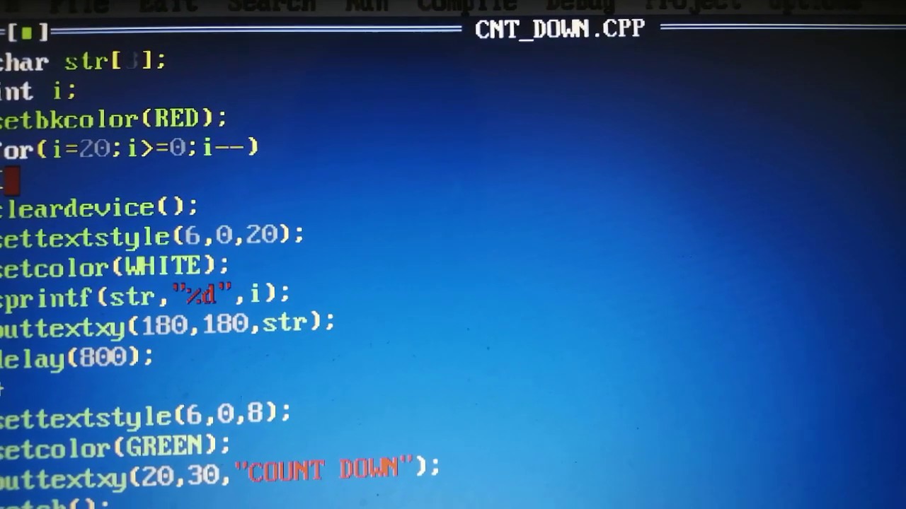 Countdown program in C graphics