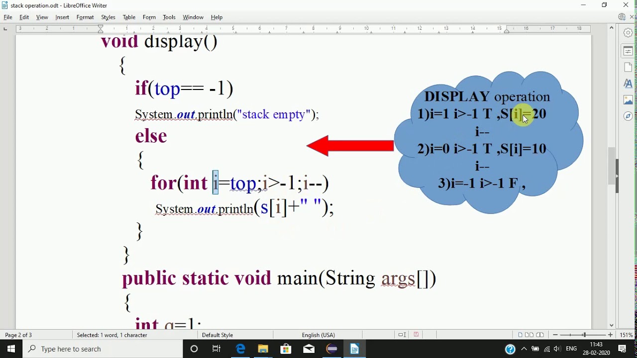 Stack operations:PUSH,POP,DISPLAY   implementation using Java language