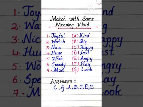 Match The Following Worksheet | Synonyms Worksheet |Best Handwriting #shorts #ytshorts #write_right