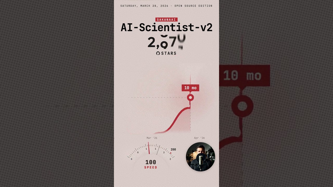 SakanaAI/AI-Scientist-v2 hit 3.3K GitHub stars in 12 months #AiScientistV2 #Python #Ai #Agent #Tech
