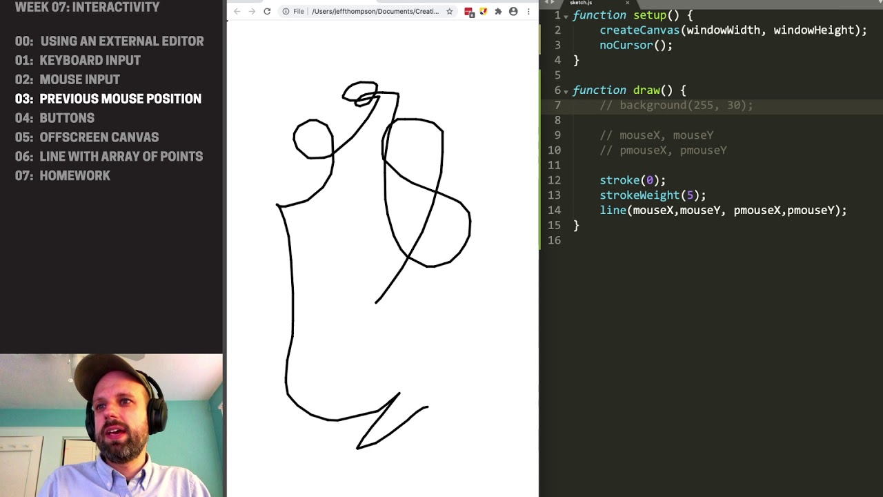CP1: Interactivity in P5JS – Previous Mouse Position