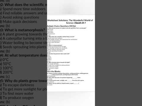 worksheet solution ch-1 The wonderful World of scienceclass 6th#worksheets#solution #science#class6