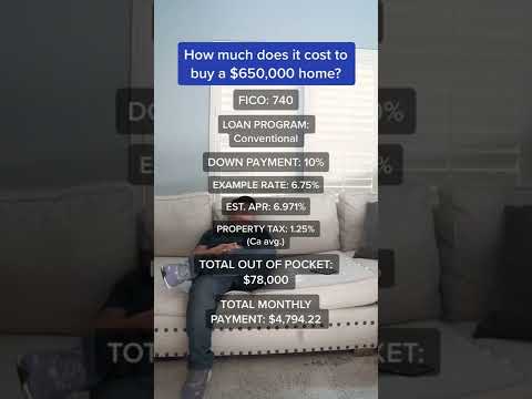 How much does it cost to buy a $650,000 home?