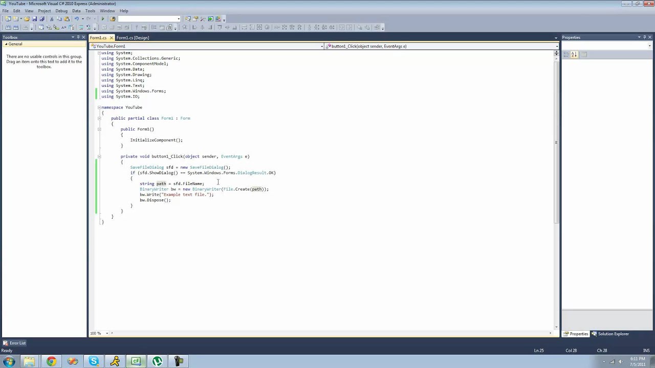 C# Beginners Tutorial - 44 - SaveFileDialog