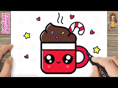 How to Draw a Cute Christmas Hot Chocolate Drink - Easy Step-by-Step for Kids!