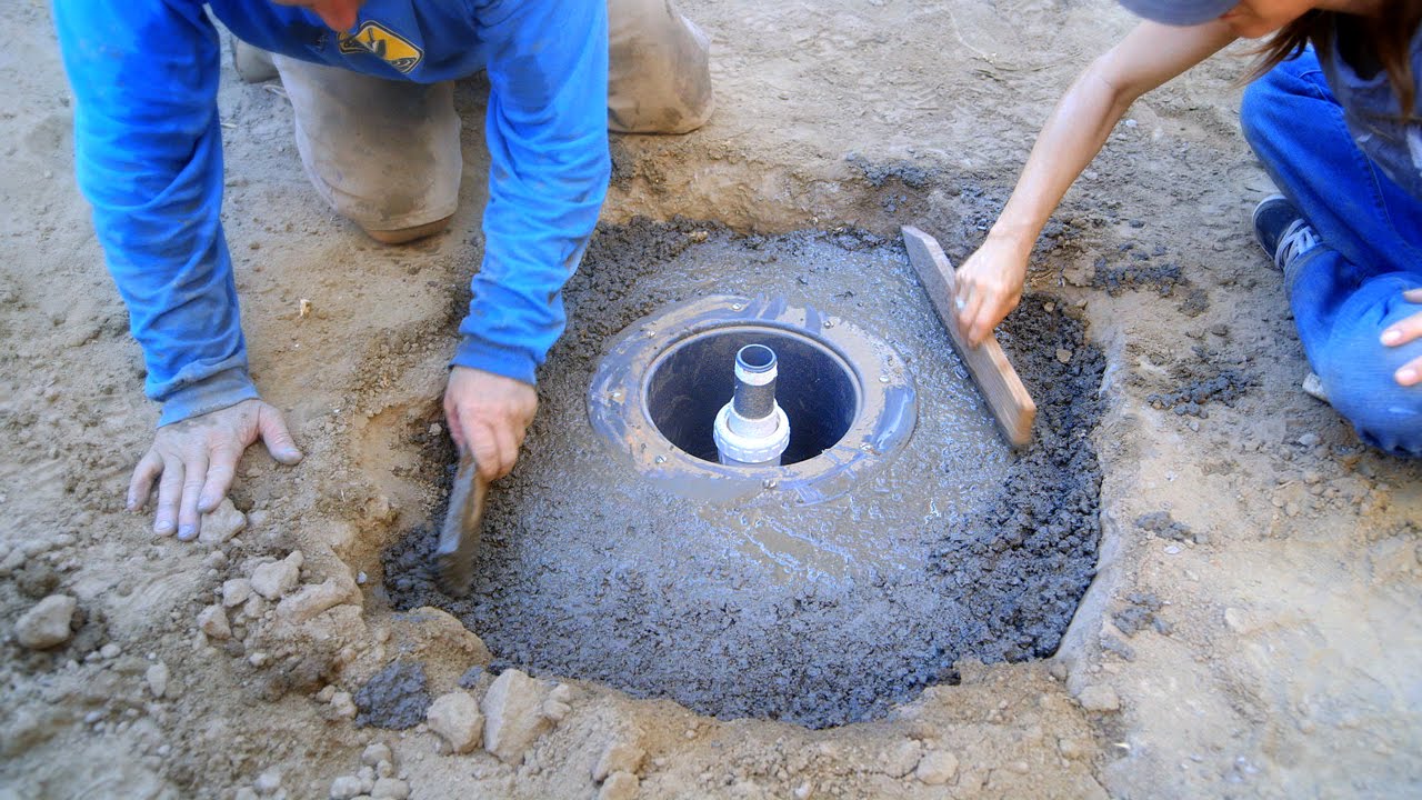 Pouring Concrete support for Koi Ponds Bottom Drain - Part 19