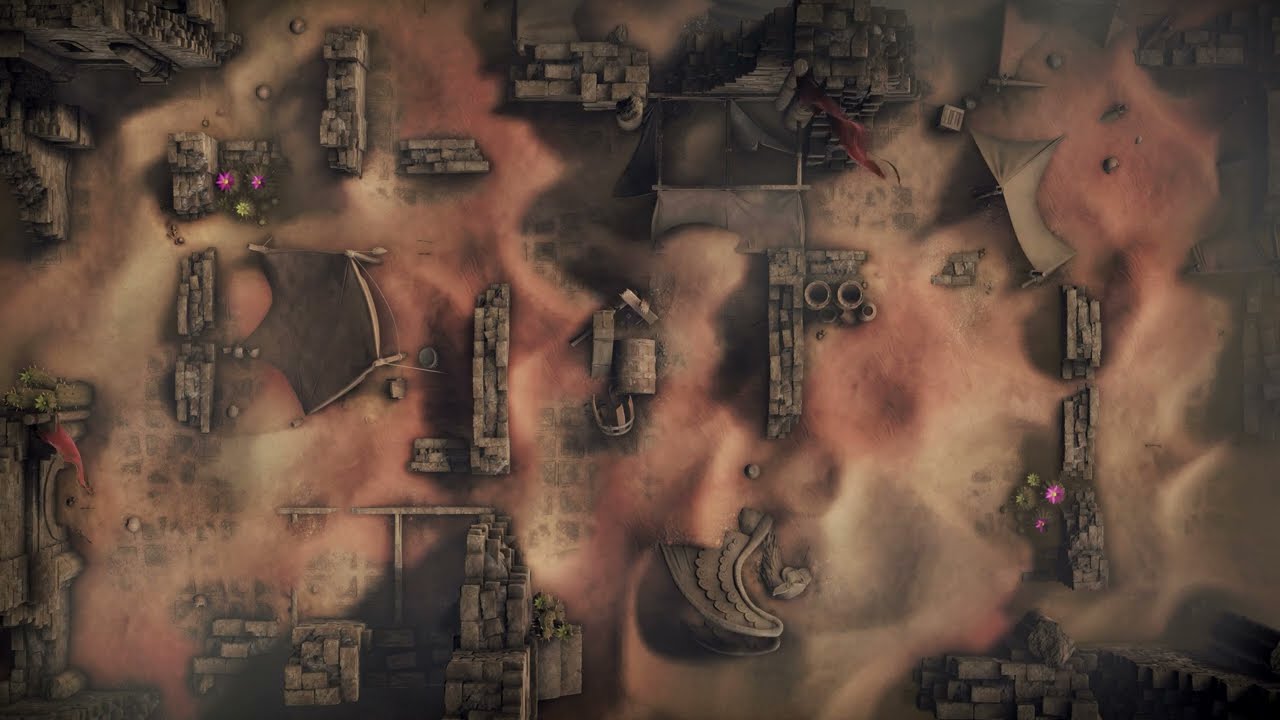 Animated Dungeon Maps - DESERT TOWN RUINS 4K battle map