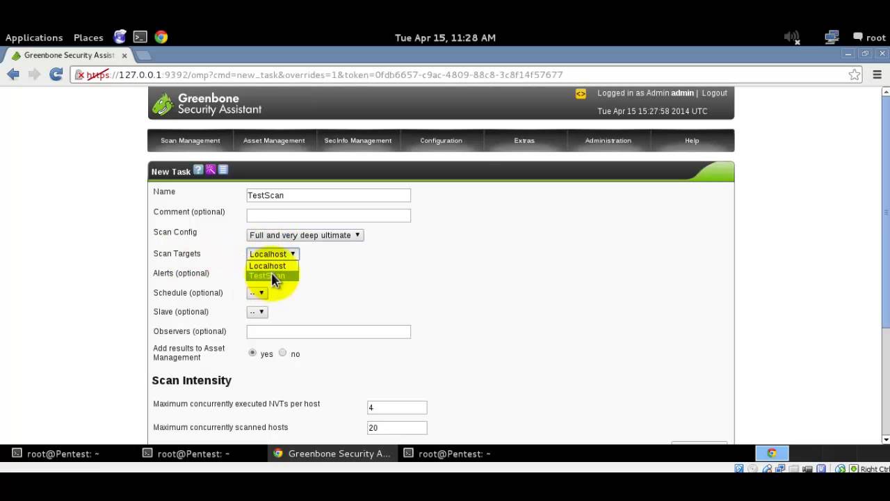 OpenVAS adding Target for scan