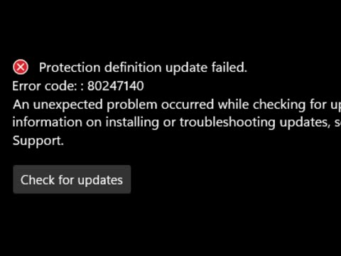 Fix Microsoft Defender Protection Definition Update Failed Error Code 80247140