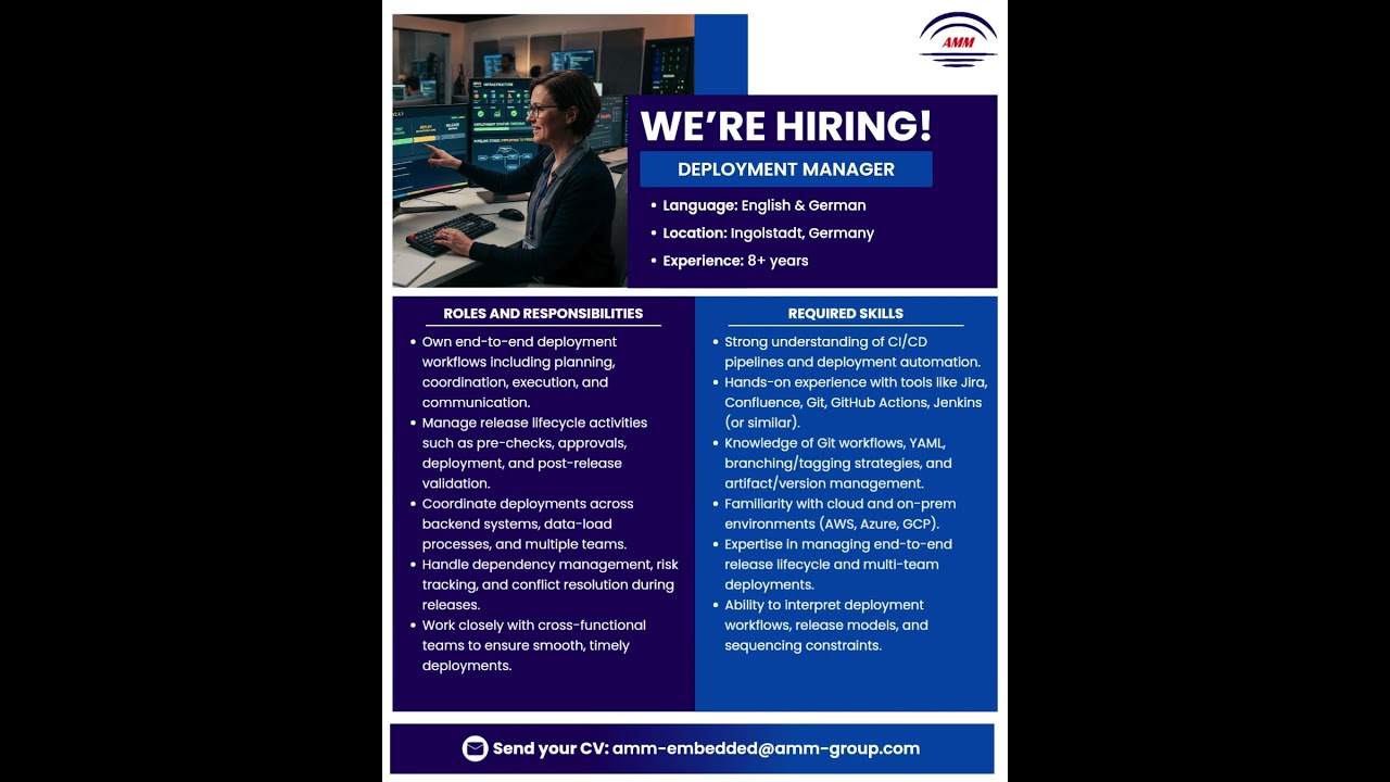 We’re looking for a Deployment Manager to join one of our clients based in Germany.