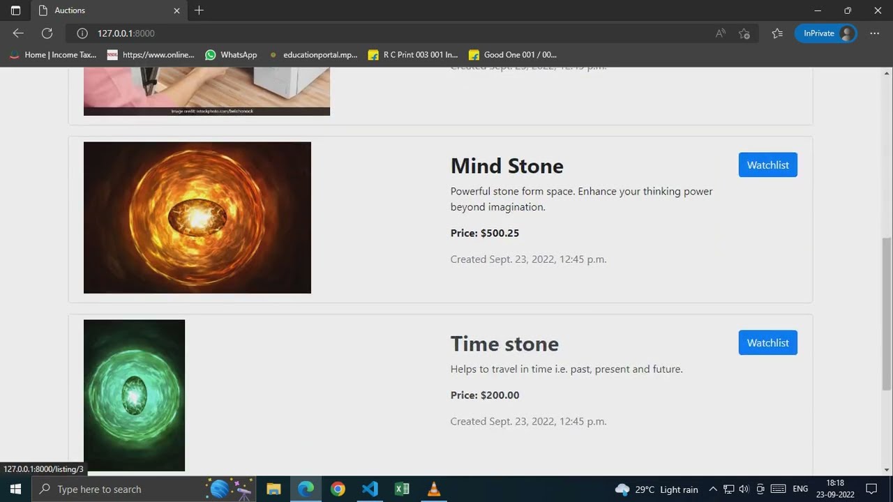 CS50 WEB Programming with Python and JavaScript project 2 (commerce)