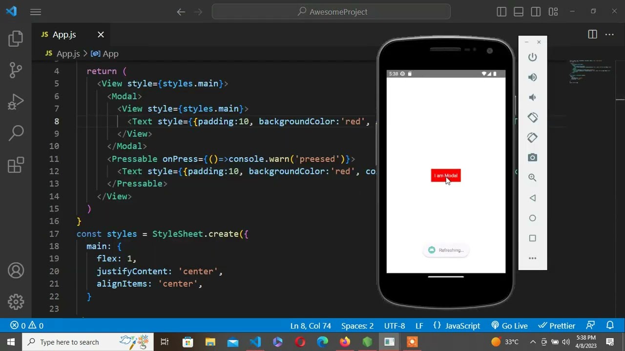 ReactNative Modal Component | Dialog box React | React-Native tutorial for beginners #37