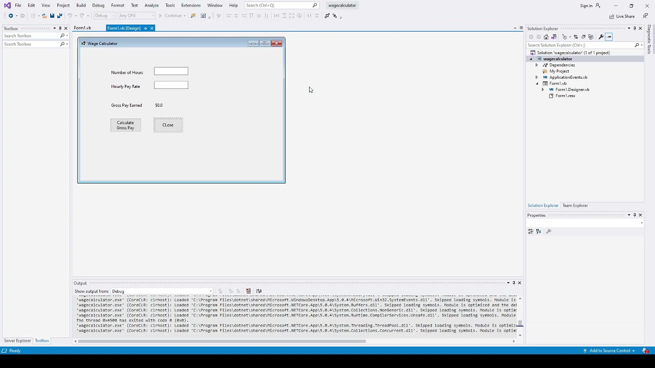 Wage calculator Chapter one Tutorial