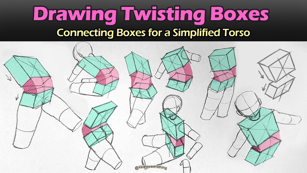 Drawing Twisting Boxes (Connecting Rotating Boxes for a Simplified Torso)
