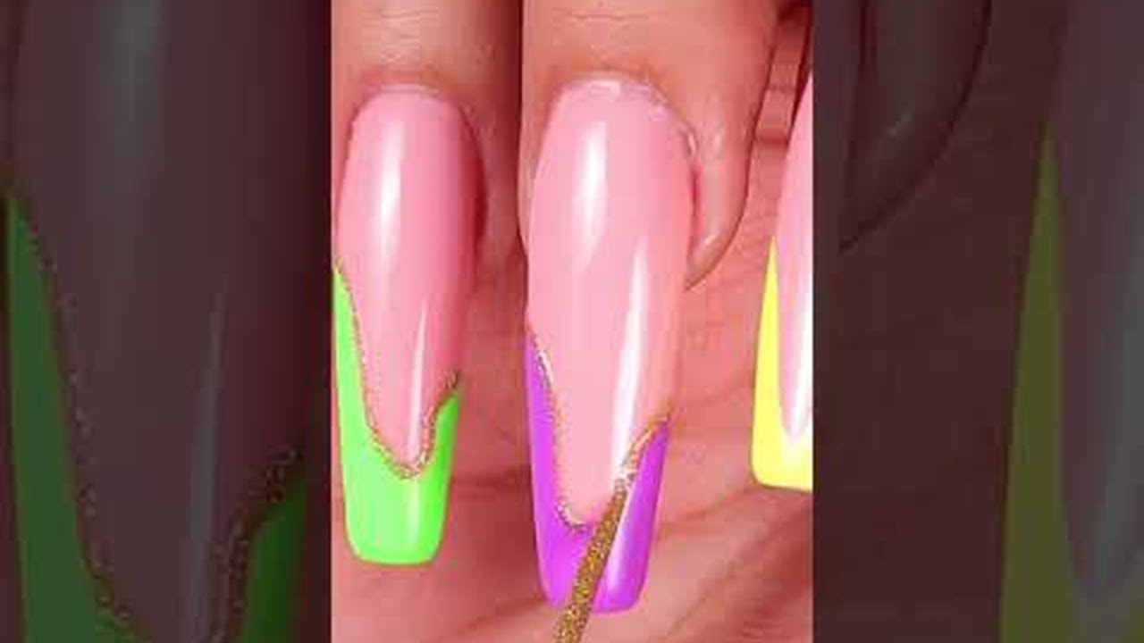 Cute AND Easy Nail Art Design: Funky neon French tip nails