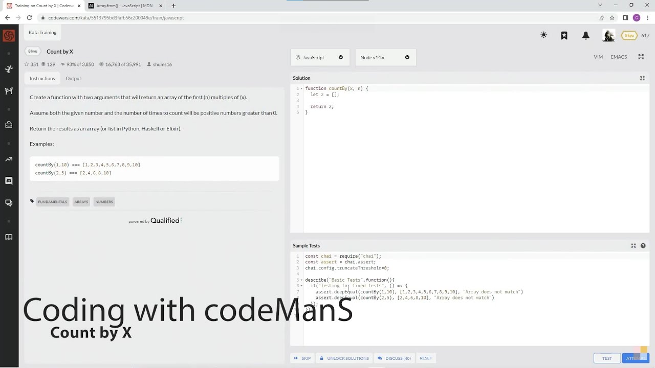 Codewars 8 kyu Count by X JavaScript