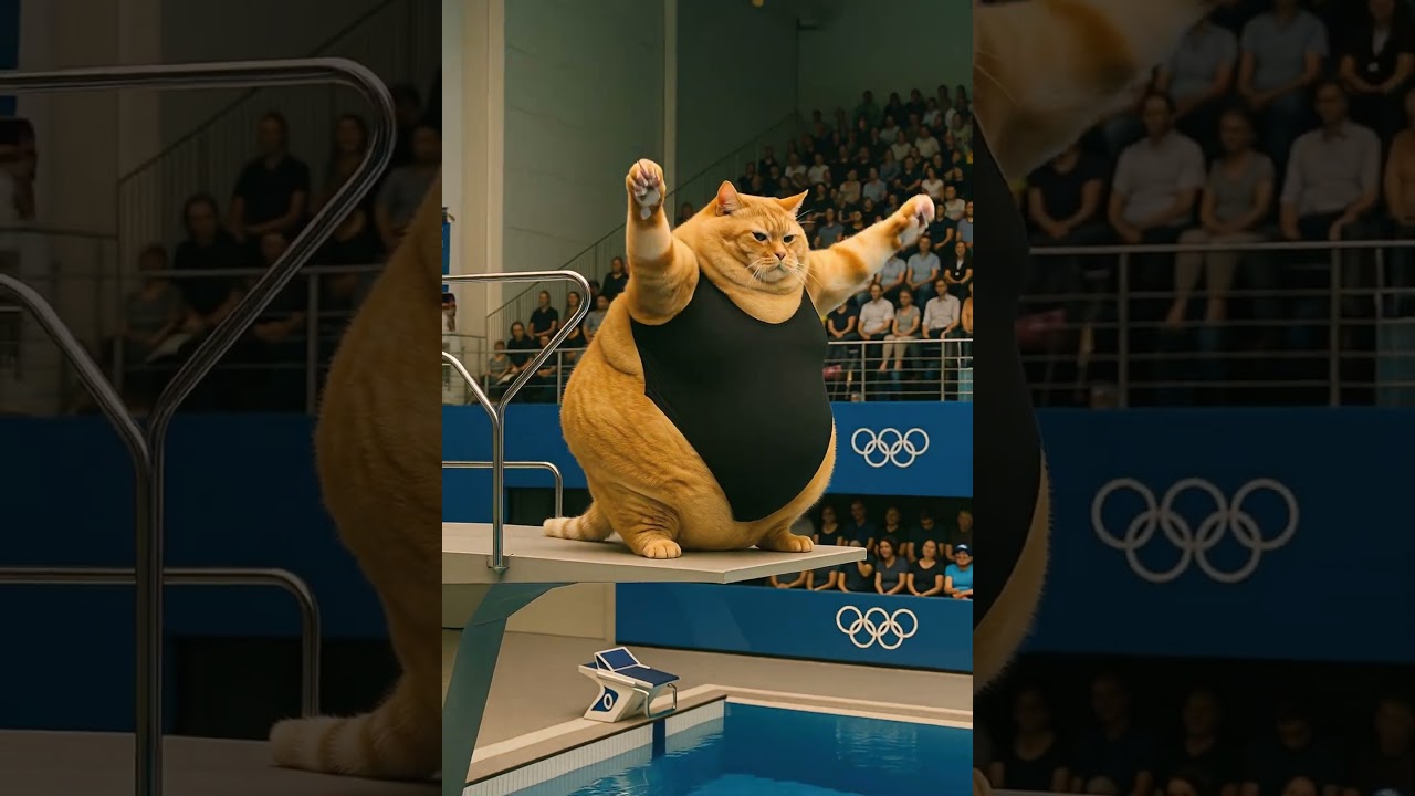 Chubby Cat's Olympic Diving Debut Goes VIRAL! 💦🥇