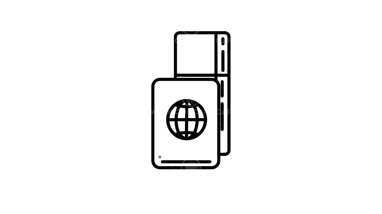 Passport and Ticket line icon on the Alpha Channel